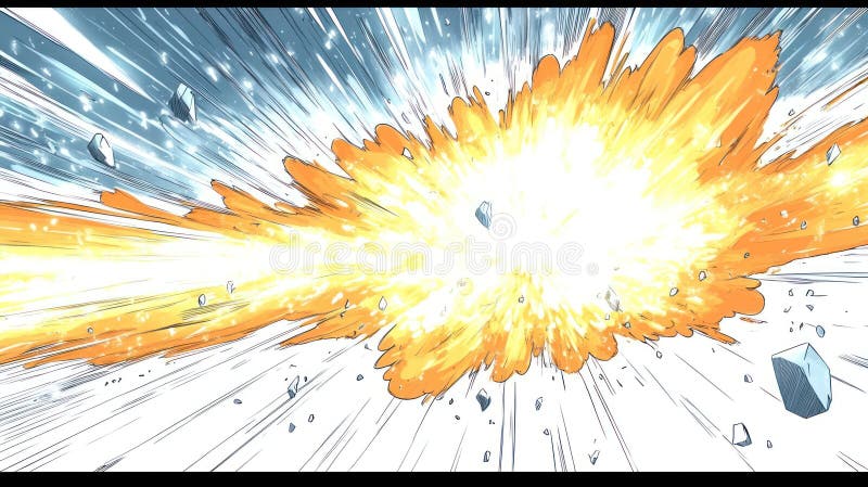 A Dynamic Explosion Depicted with Vibrant Colors and Motion Lines Stock ...