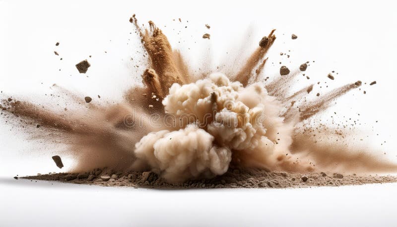 A Dynamic Explosion of Dust and Debris Isolated on a White Background ...