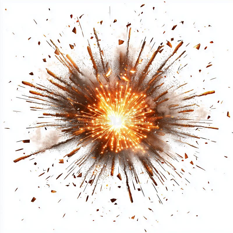 Explosion Effect with Shards on a Bright Backdrop Isolated on ...