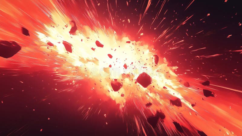 Dynamic Explosion with Fiery Energy and Radiant Light Effects Stock ...