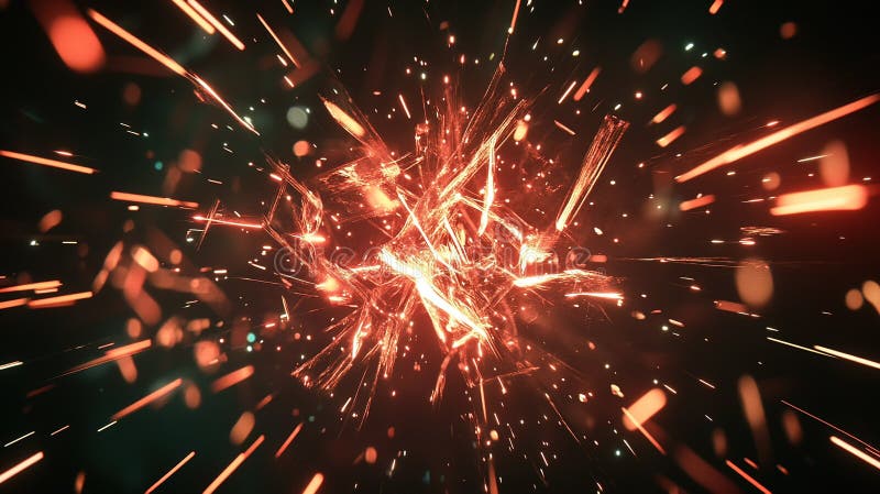 Dynamic Explosion of Fiery Sparks in a Dark Setting, Creating a ...