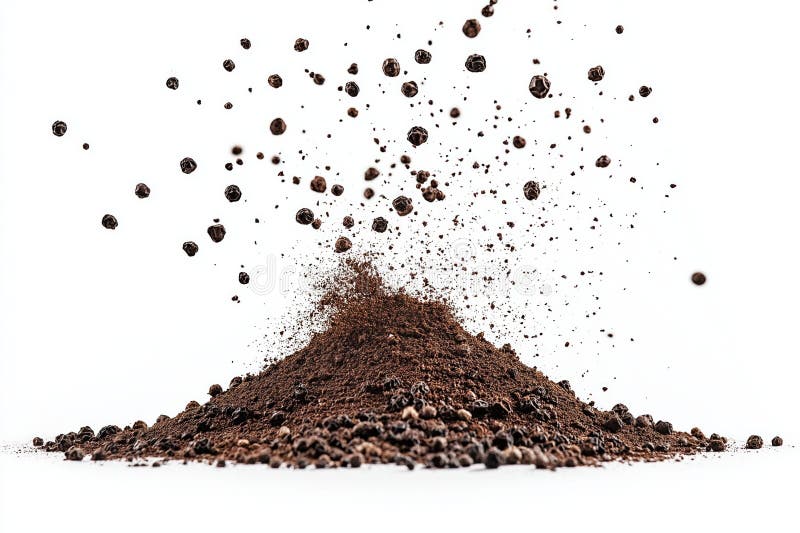 Dynamic Explosion of Freshly Ground Coffee Against White Backdrop Stock ...