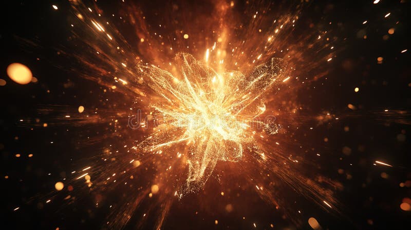 Dynamic Explosion of Gold and Orange Particles Creating a Stunning ...