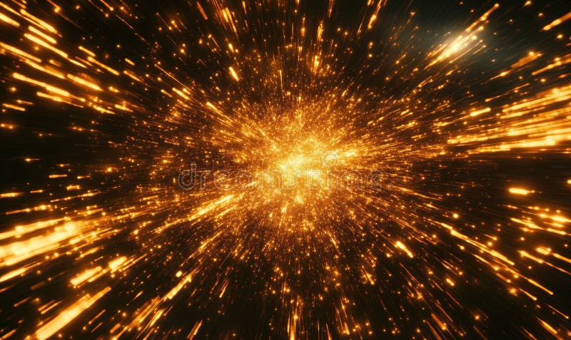 Dynamic Explosion Golden Particles Creating Sense Cosmic Energy Motion ...
