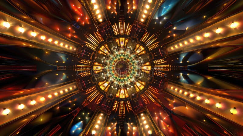 Dynamic Explosion of Golden and Red Lights in Motion. Radiant Pattern ...