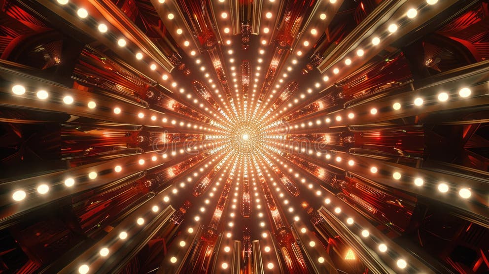 Dynamic Explosion of Golden and Red Lights in Motion. Radiant Pattern ...