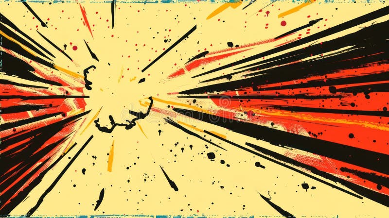 A Dynamic Explosion Graphic with Bold Colors and Lines, Conveying ...