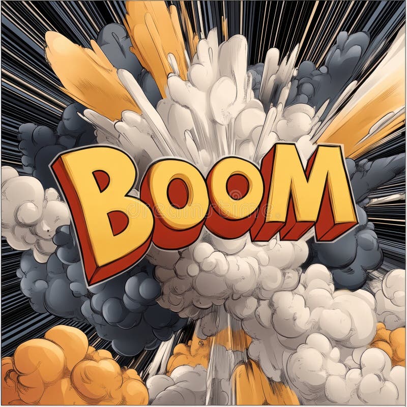 Bold Comic Boom Illustration with Playful Explosion and Vibrant Colors for Creative Projects ...