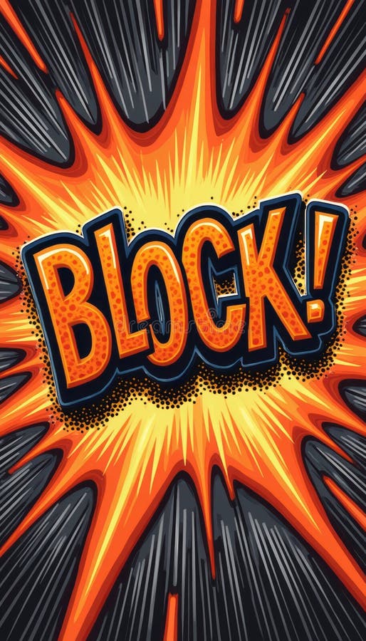 Dynamic Explosion Graphic Featuring the Word BLOCK Stock Image - Image ...