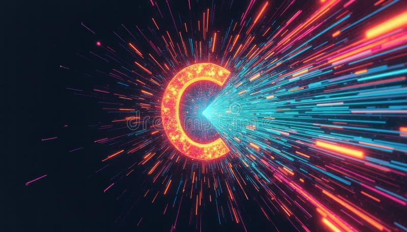 Dynamic Explosion of Light and Color Featuring the Letter C Stock Image ...