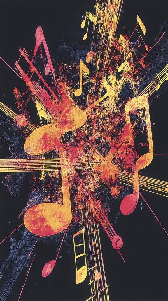 Dynamic Explosion of Music Notes in Vibrant Colors Stock Illustration ...