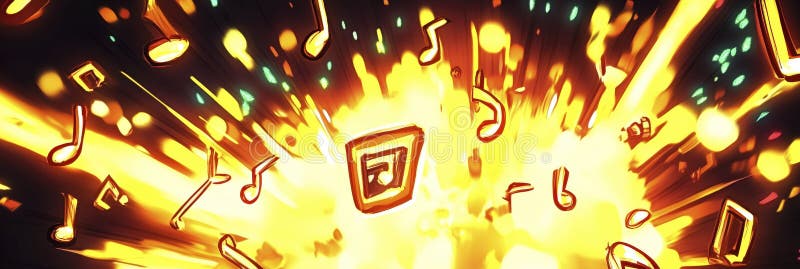 Dynamic Explosion of Musical Notes and Light Art Stock Illustration ...