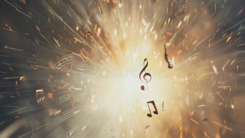 Dynamic Explosion of Musical Notes, Symbolizing the Powerful Energy of ...