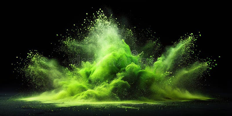 A Dynamic Explosion of Olive Green Powder Intense Photorealistic Dust ...