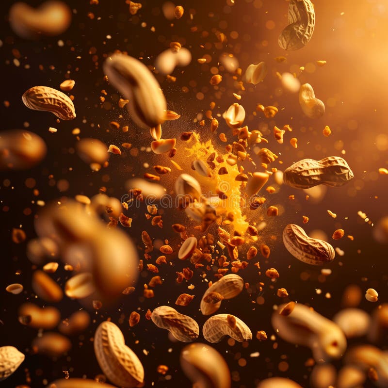 Dynamic Explosion of Peanuts in Shell with Flying Fragments Stock ...