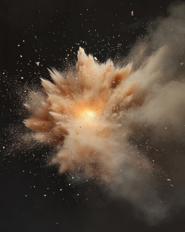 Dynamic Explosion of Powder Against Dark Background Stock Image - Image ...