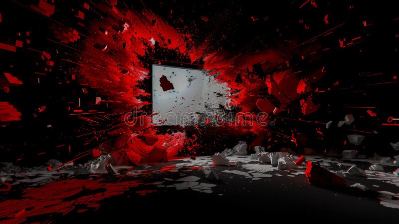 Dynamic Explosion with Red and Black Debris and Central Light Stock ...