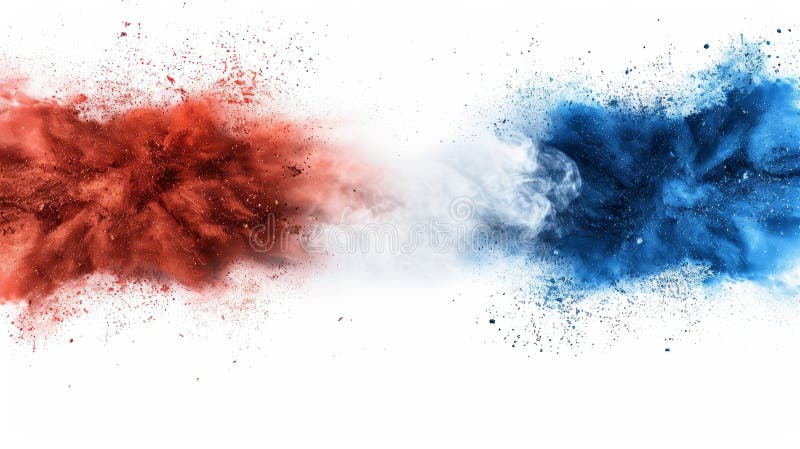 Dynamic Explosion of Red and Blue Powder Colors Creating Vibrant ...