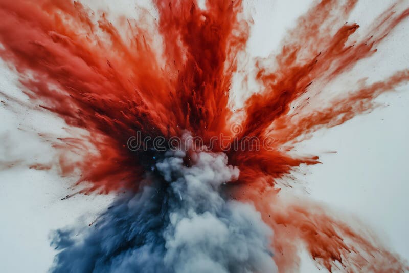A Dynamic Explosion of Red and Blue Powder Creating an Abstract Art ...