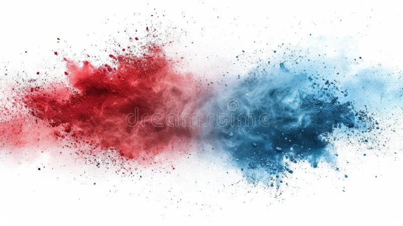 Dynamic Explosion of Red and Blue Powder Creating a Vibrant and ...