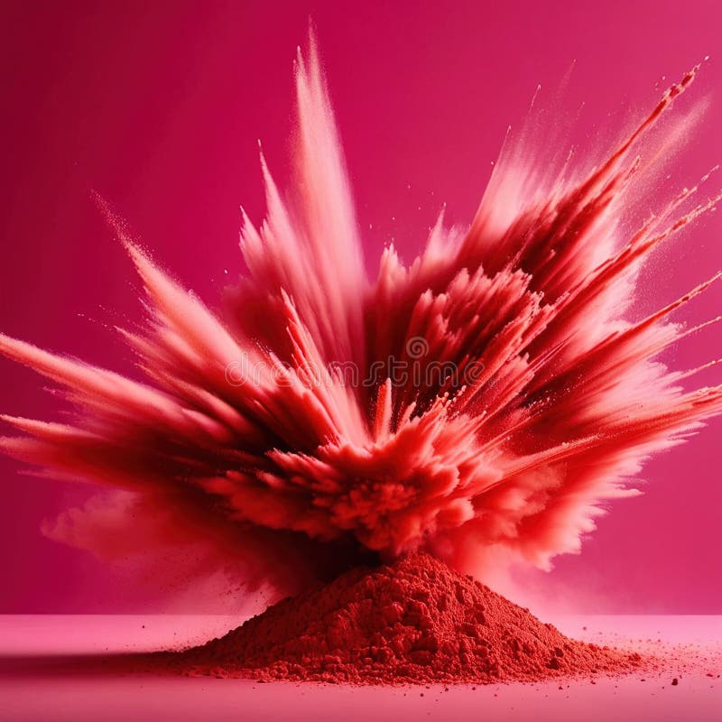 Dynamic Explosion of Red Powder, Bright Color Splash Abstract ...