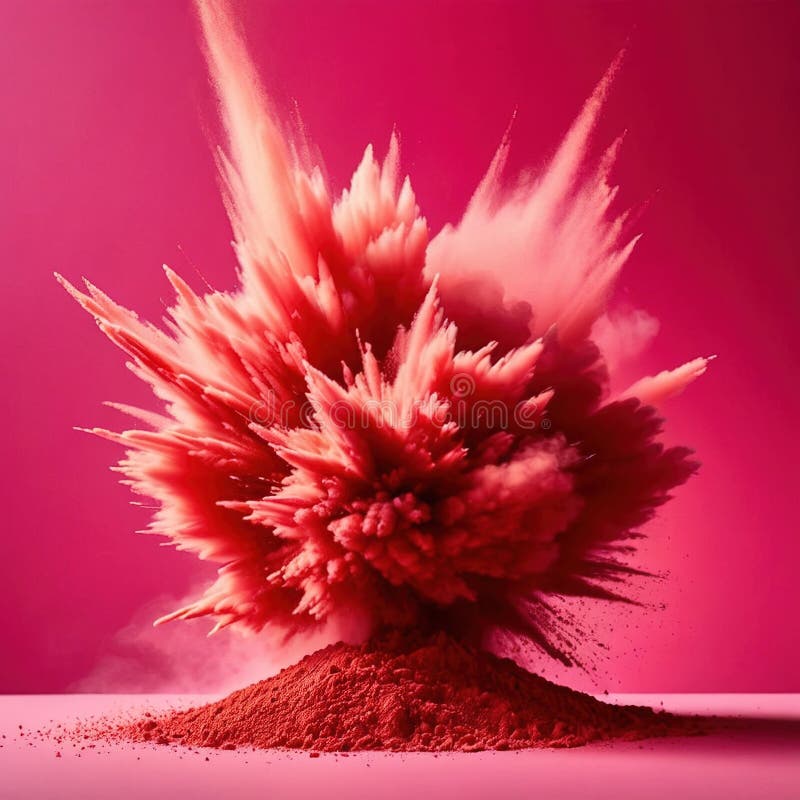 Dynamic Explosion of Red Powder, Bright Color Splash Abstract ...