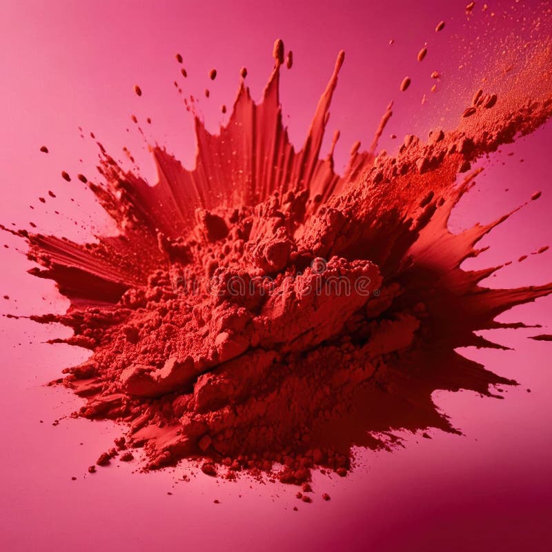 Dynamic Explosion of Red Powder, Bright Color Splash Abstract ...