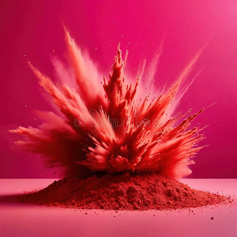 Dynamic Explosion of Red Powder, Bright Color Splash Abstract ...