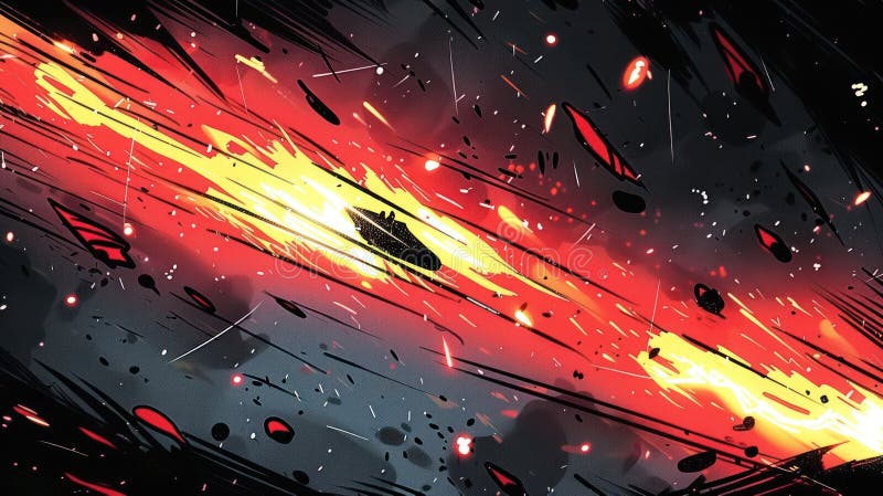 A Dynamic Explosion of Red and Yellow Energy Against a Dark Background ...