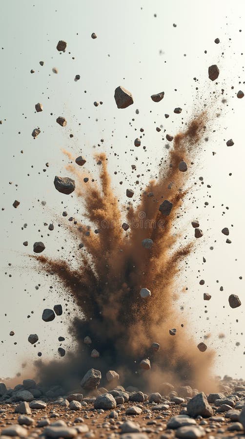 Dynamic Explosion of Rocks and Debris from an Impact Center Stock ...