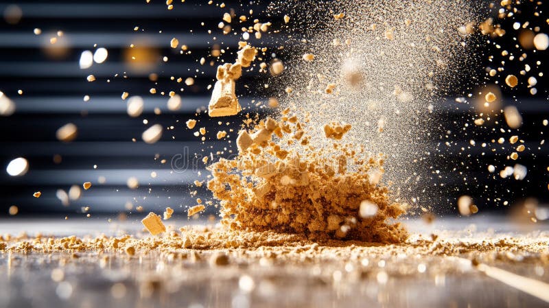 Dynamic Explosion of Sand Particles in Mid-air Against Dark Background ...