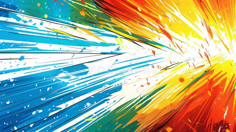 Dynamic Explosion Shapes Vibrant Comic Book Background with Bright ...