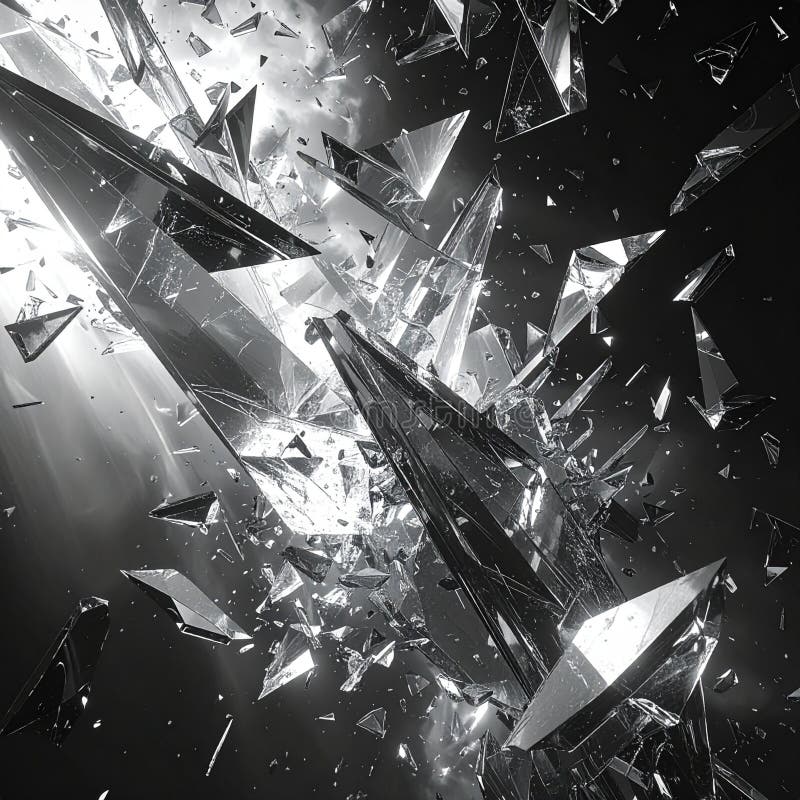 Dynamic Explosion of Shattered Glass Shards Stock Illustration ...