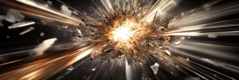 Dynamic Explosion with Shattering Debris and Radiant Light Stock ...