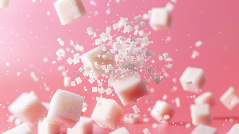Dynamic Explosion of Sugar Cubes Symbolizing the Impact of Sugar on ...