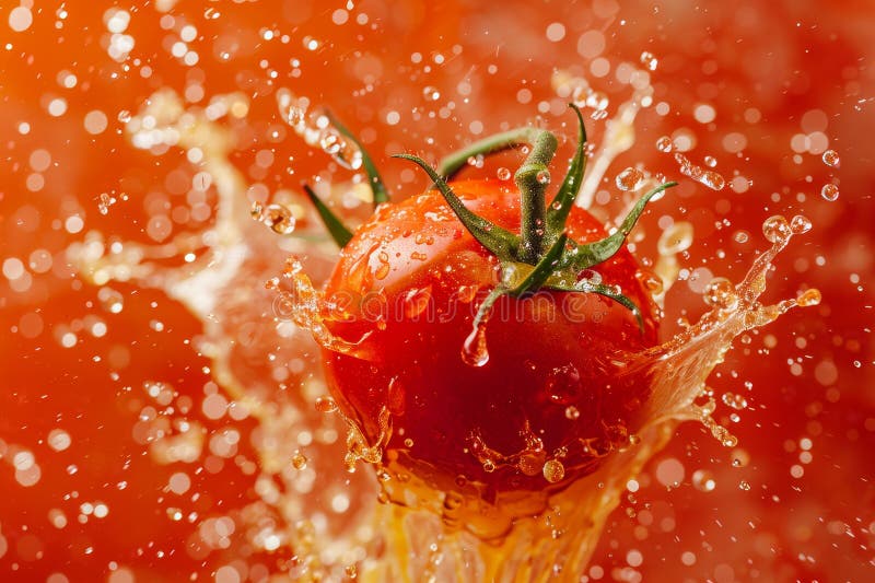 Dynamic Explosion of Tomatoes in Liquid, Highlighting Themes of Cooking ...