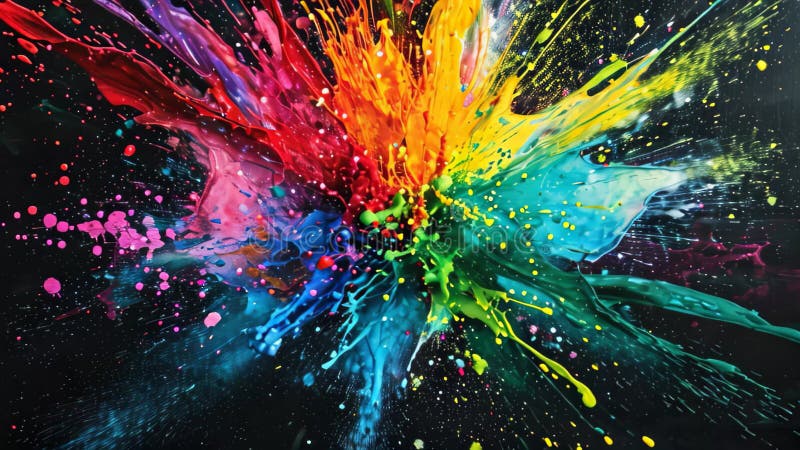 A Dynamic Explosion of Various Vivid Paint Colors Against a Contrasting ...