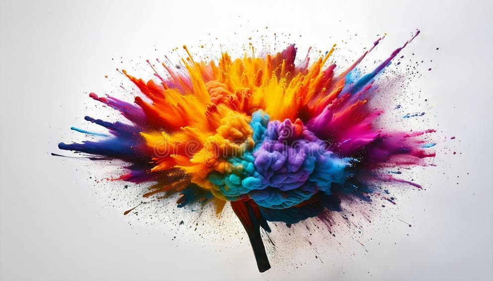 A Dynamic Explosion of Vibrant Colored Powder Forms the Shape of a ...