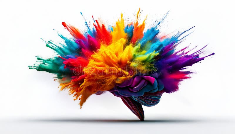 Dynamic Explosion of Vibrant Colored Powder Forms the Shape of a Human ...