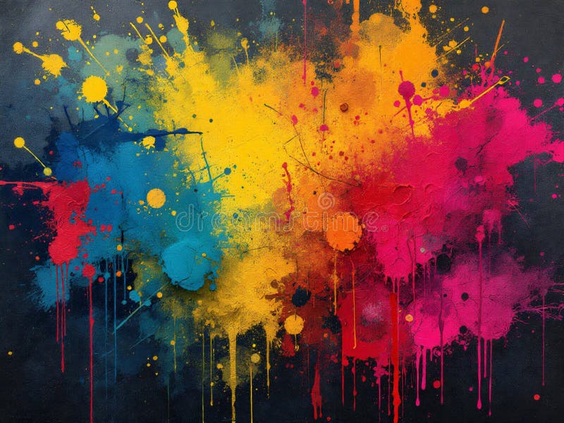 A Dynamic Explosion of Vibrant Colors Splashes Across a Dark Background ...