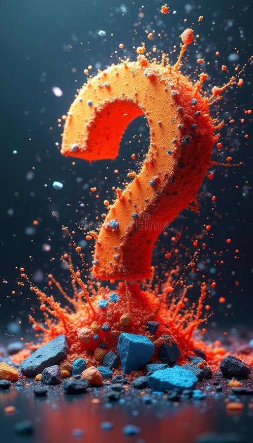 Dynamic Explosion of Vibrant Orange Question Mark Stock Image - Image ...