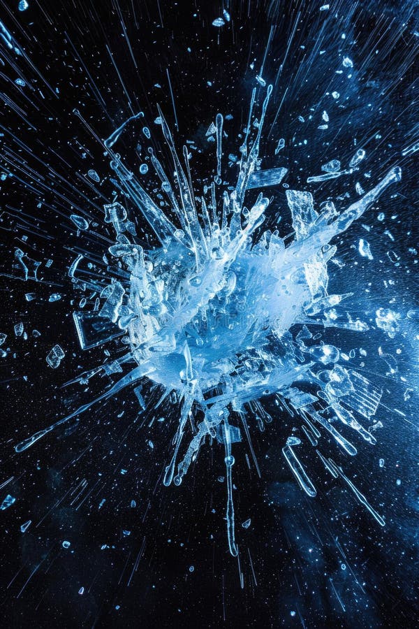 A Dynamic Explosion of Water and Ice on a Black Background. Suitable ...