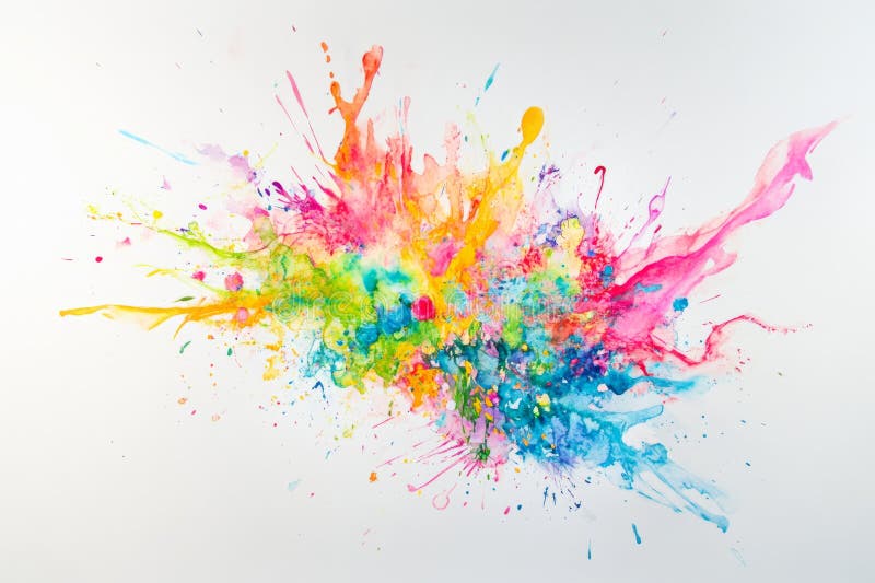 Dynamic Explosion Watercolor Splashes Bright Neon Hues Blending ...