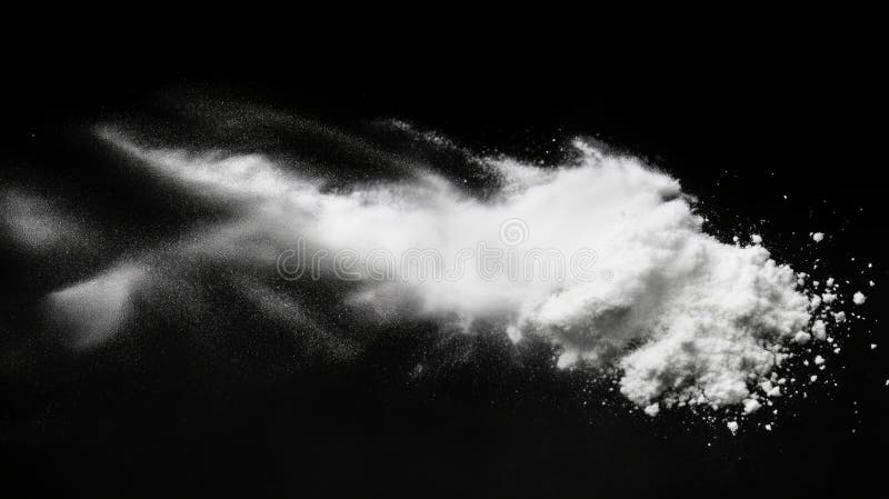 Dynamic Explosion White Flour Against Black Background Stock Photos ...