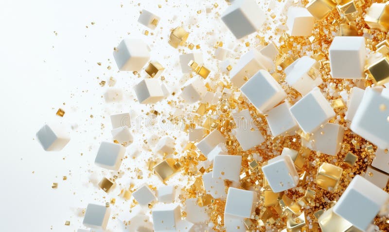 Gold Cubes Falling in Air stock photo. Image of visual - 319436990