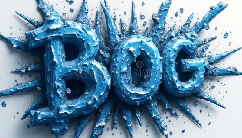 Dynamic Explosion of the Word BOG in Icy Blue Stock Image - Image of ...