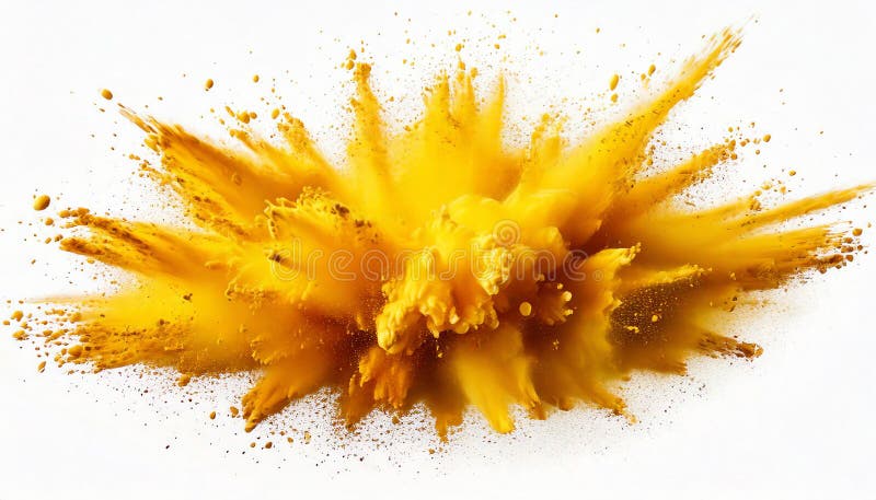 Dynamic Explosion of Yellow Powder Creating Vibrant Artistic Effects ...