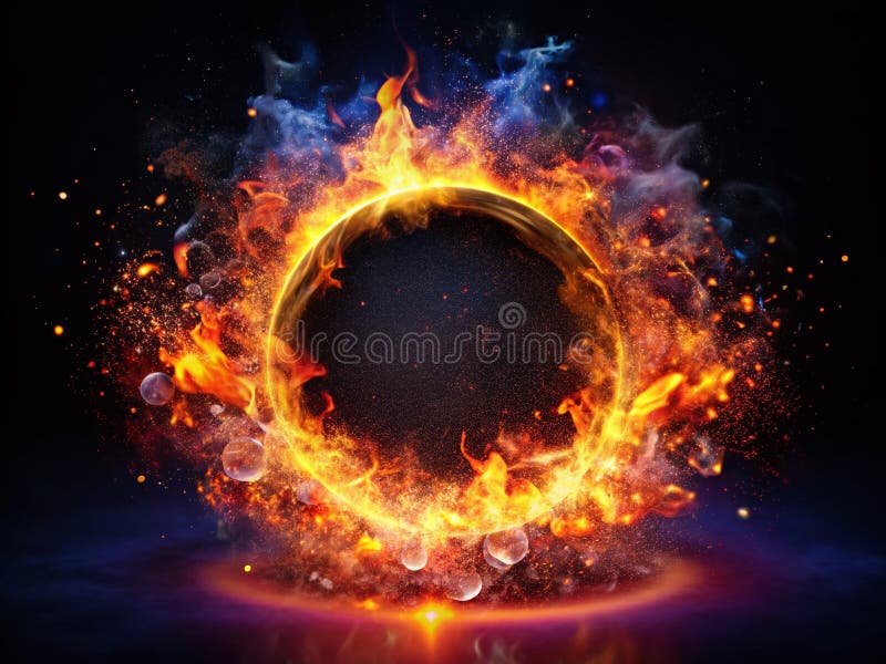 Dynamic Explosive Circle with Ember Effects and Colorful Gases a ...