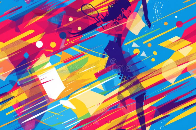 Dynamic Expression of a Badminton Player in an Abstract Colorful ...
