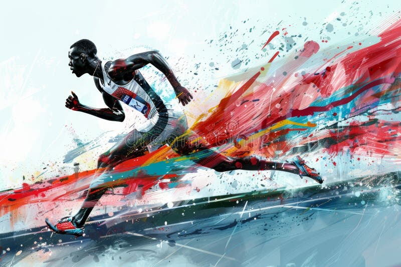 Dynamic Expression of the 1500m Track Event in Contemporary Art Stock ...